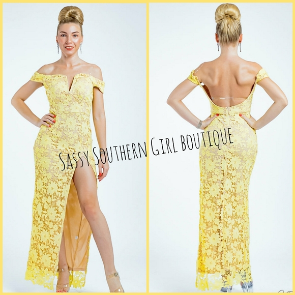 Sassy Southern Girl Boutique | Dresses | Yellow Crochet Lace Formal ...
